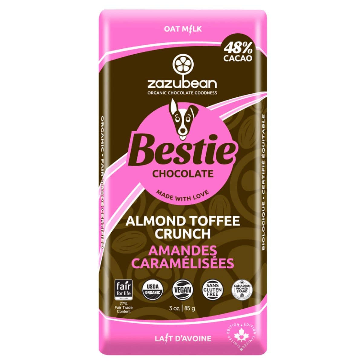 Oat Milk Bar- Bestie Chocolate - Almond Toffee Crunch, 85gm